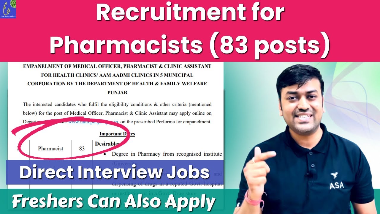 Recruitment for Pharmacists (83 posts) under NHM || Pharmacist ...
