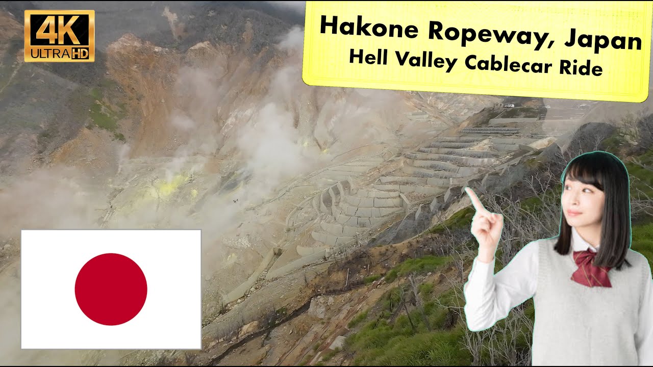 Hakone Ropeway Walking Tour Tokyo Japan ASMR 4K Mt Fuji Volcano Sulphur ...