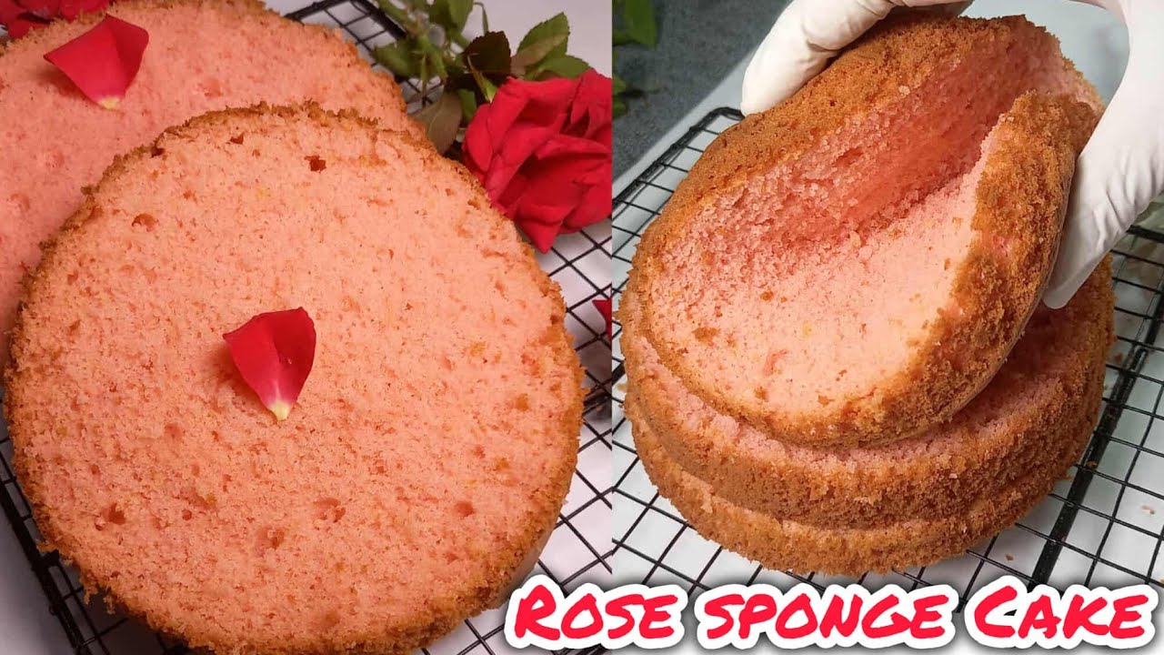 Rose Sponge Cake Recipe || Fluffy and Moist Cake Recipe || Bakery Cake ...