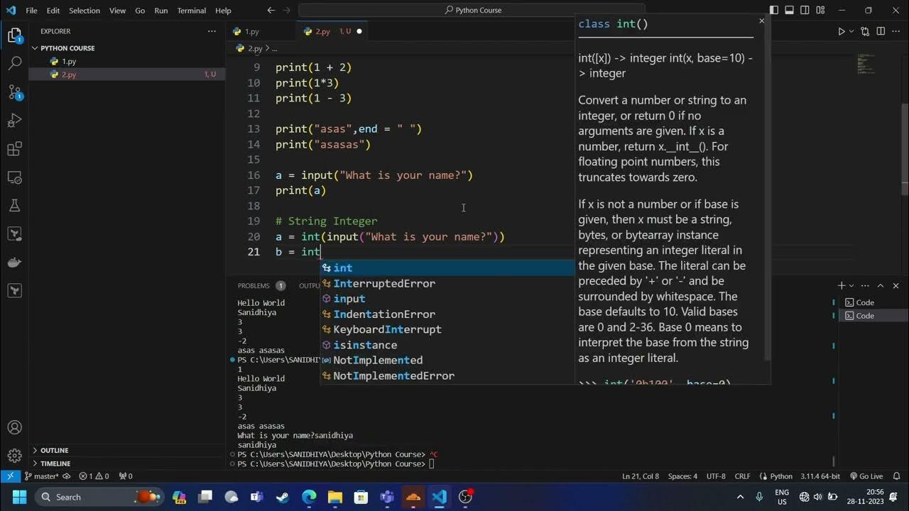 Day #2: (Print, Input Statements and Comments) 100 Days of Code with Python - YouTube