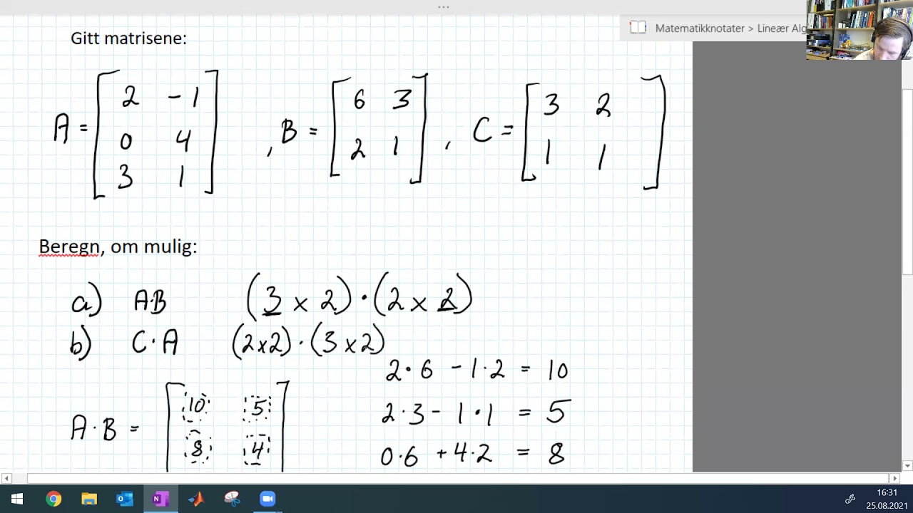 Lineær Algebra 19 Matrisealgebra eksempler - YouTube