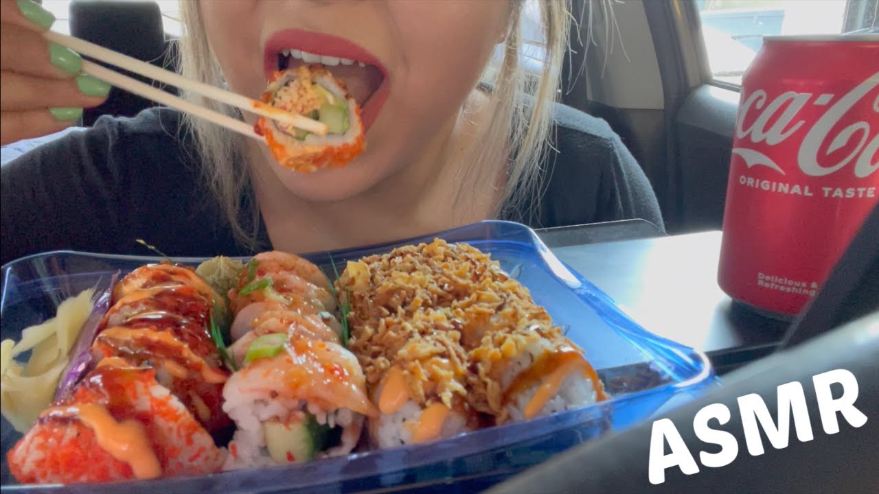 ASMR SUSHI PLATTER CAR MUKBANG *EATING SOUNDS - YouTube
