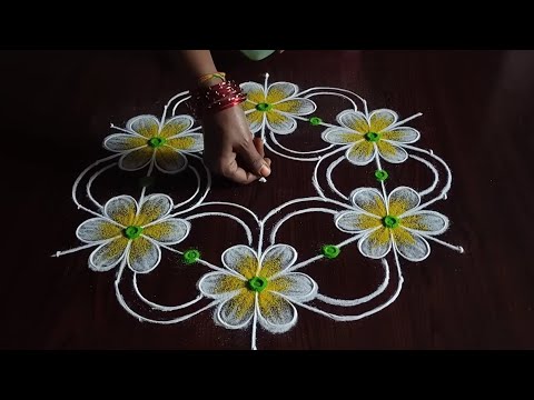 varalakshmi vratham special rangoli (7×4) dots.... - YouTube