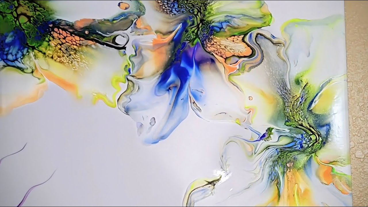 Light & Airy Triple Bloom Abstract Painting! Acrylic Pouring with ...