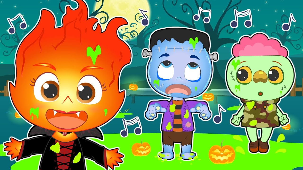 FIVE LITTLE BABIES 🎵🎃 With the Elementals on Halloween Costumes - YouTube
