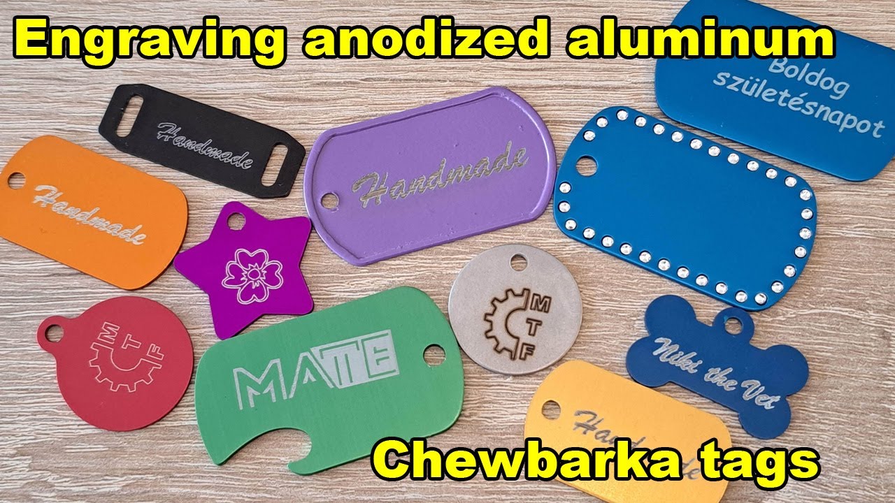 Laser engraving anodized aluminium - Chewbarka tags, a great idea for your diode laser business ...