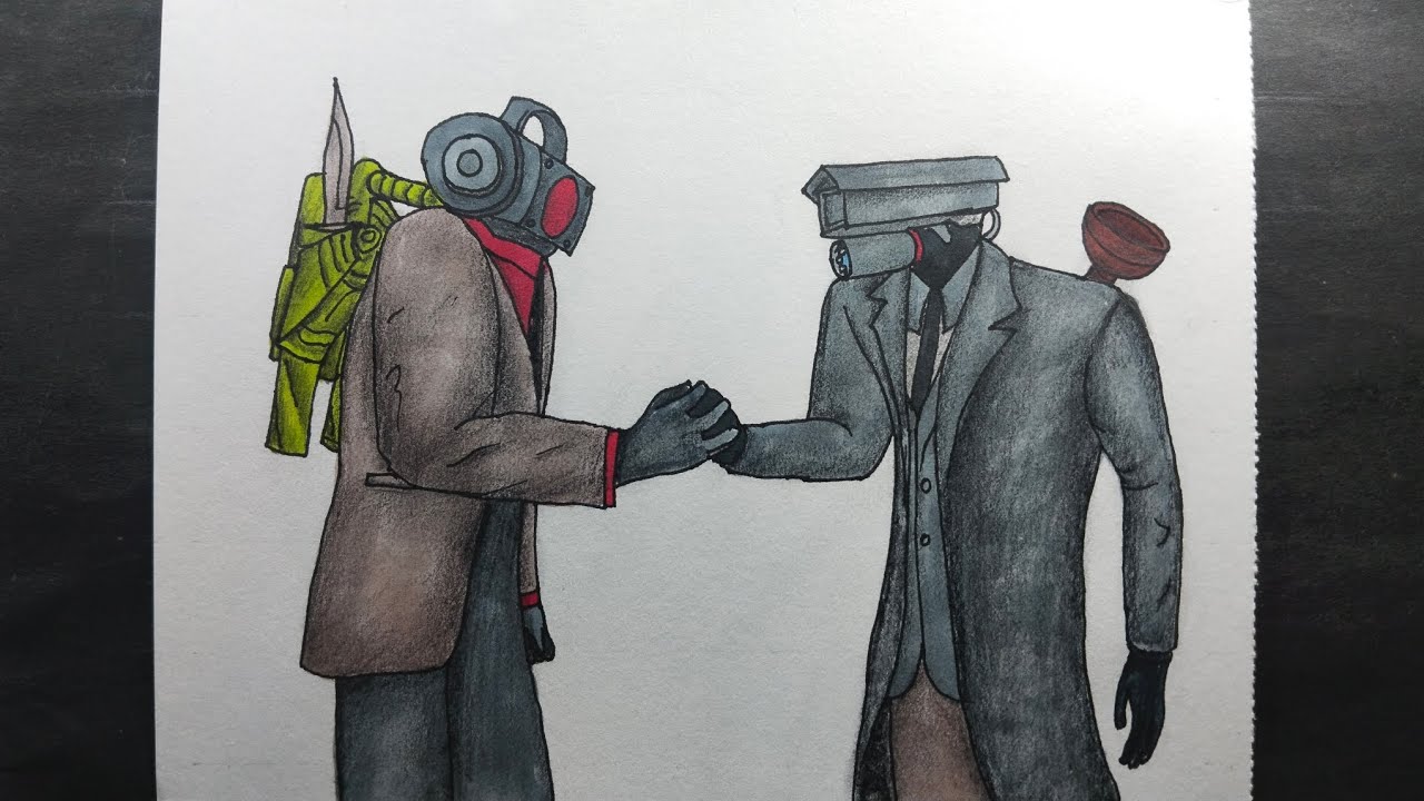 How to draw Dark Speakerman and Double Plunger Cameraman handshake in ...