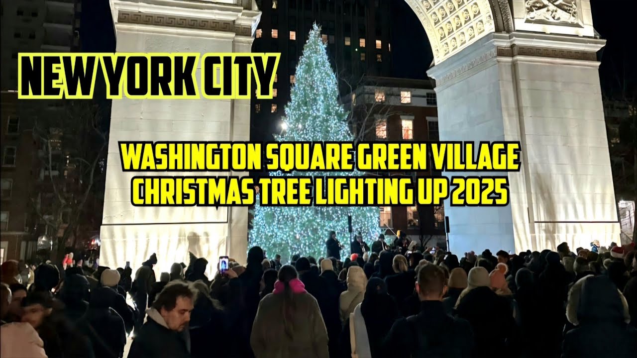 New York City: People Watching at Washington Square Park Christmas Tree ...