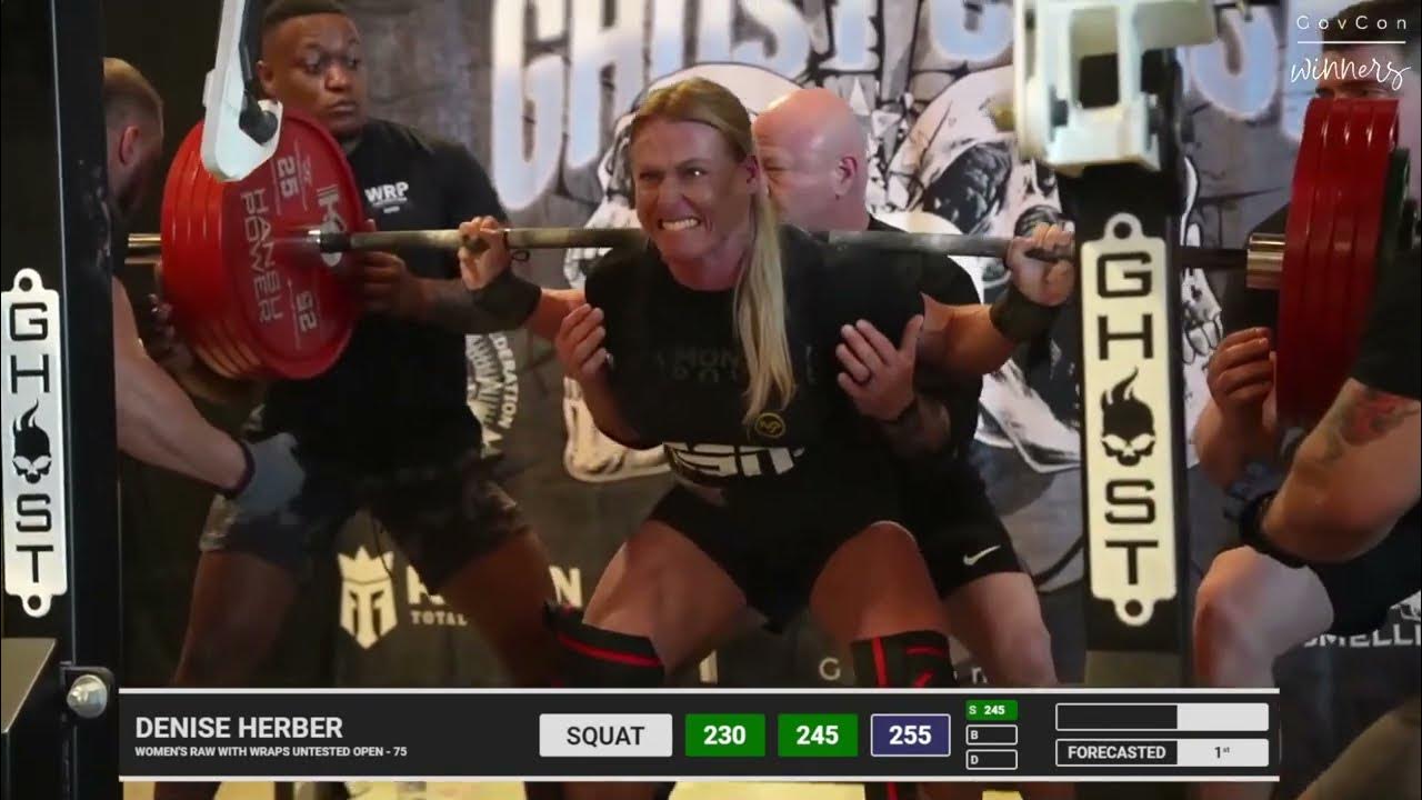 Denise Herber • 1st place 655kg Total (Raw w/ Wraps) • 75kg Class • The Ghost Clash 2023 - YouTube