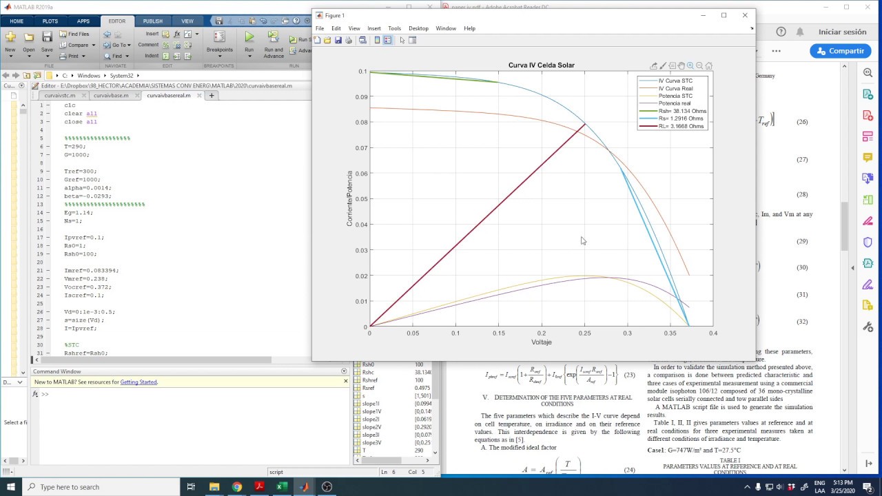 Modelo de curva IV celda solar con STC y parámetros reales 2 - YouTube