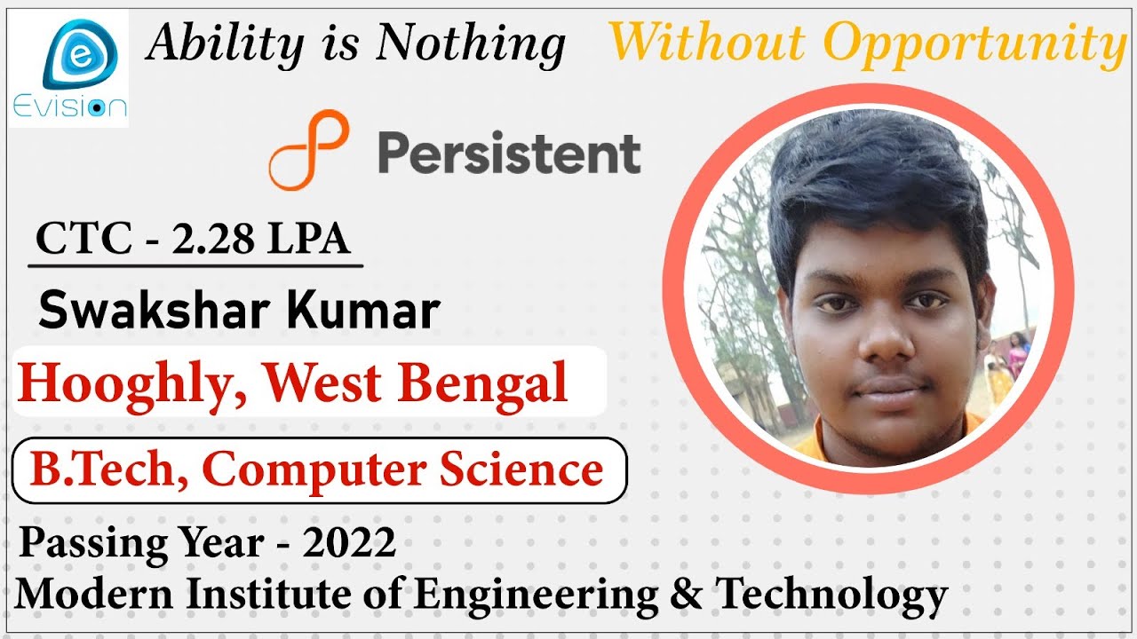 Congrats, Swakshar |Selected in PERSISTENT Group| 2.28 LPA |Computers ...