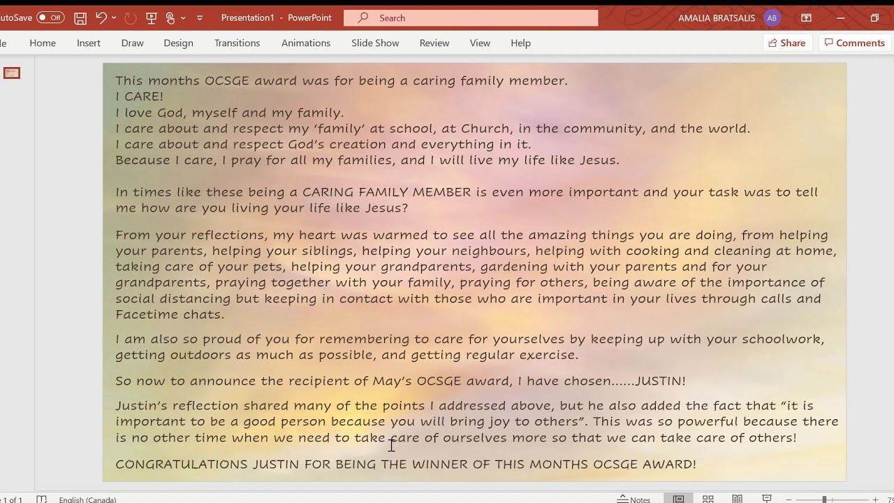 May's OCSGE Award winner - YouTube