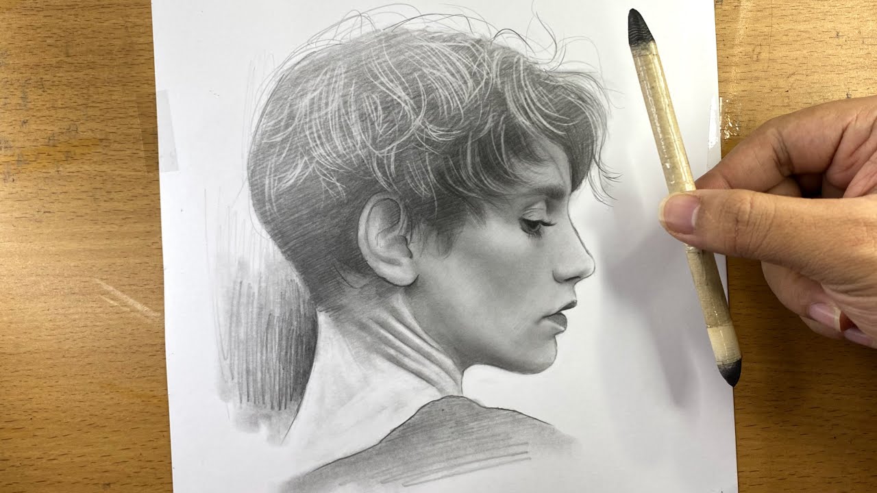 How To Draw a Girl / Graphite Pencil sketch - YouTube