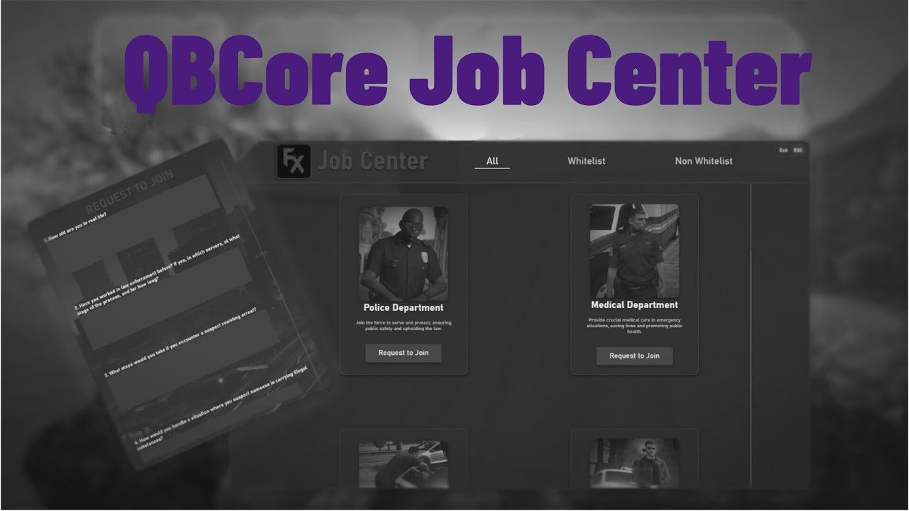 Qbcore job center V2 with premium Ui - YouTube