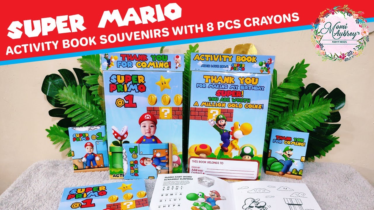 Super Mario Theme Activity Book Souvenirs with 8 pcs Crayons - YouTube