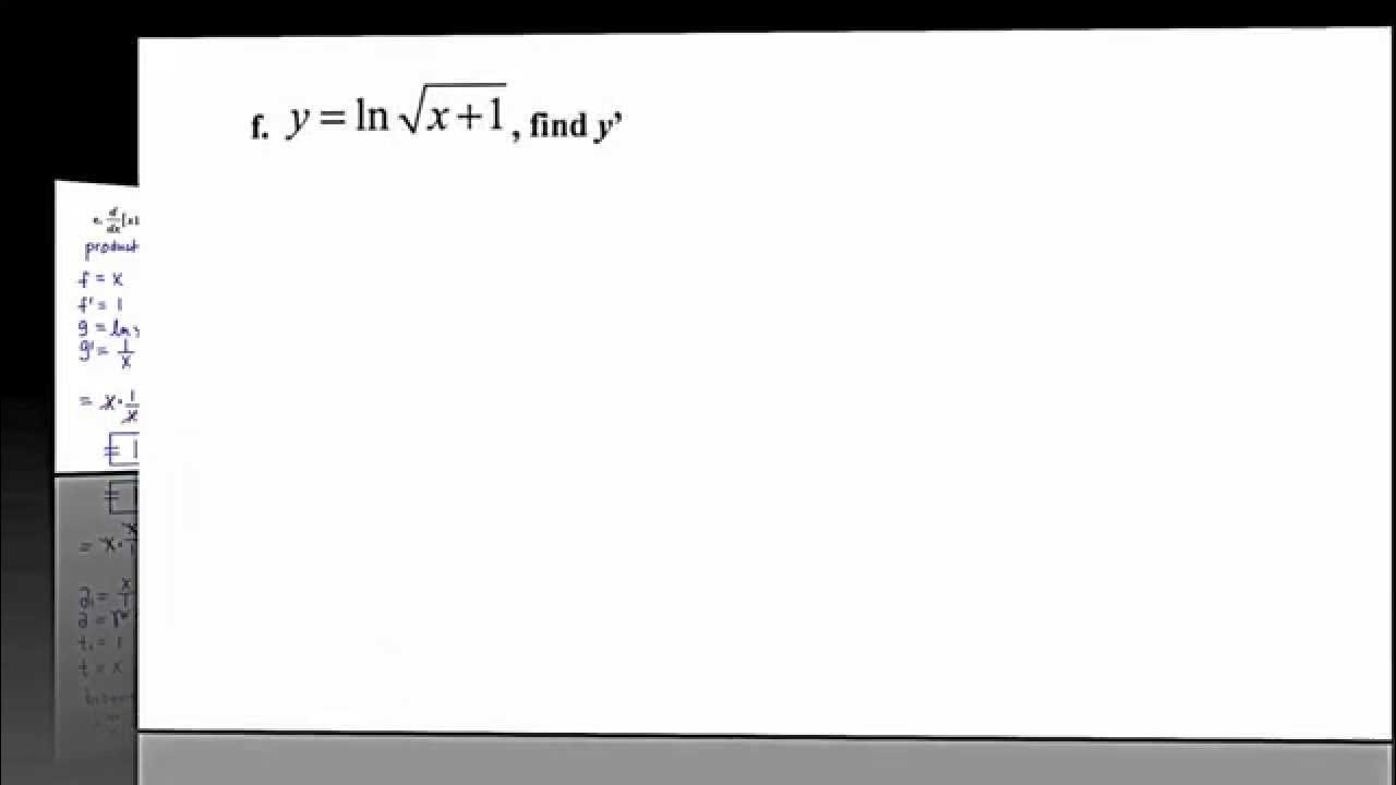 MathCamp321: Calculus - Derivatives of Natural Logs [5.1] - YouTube