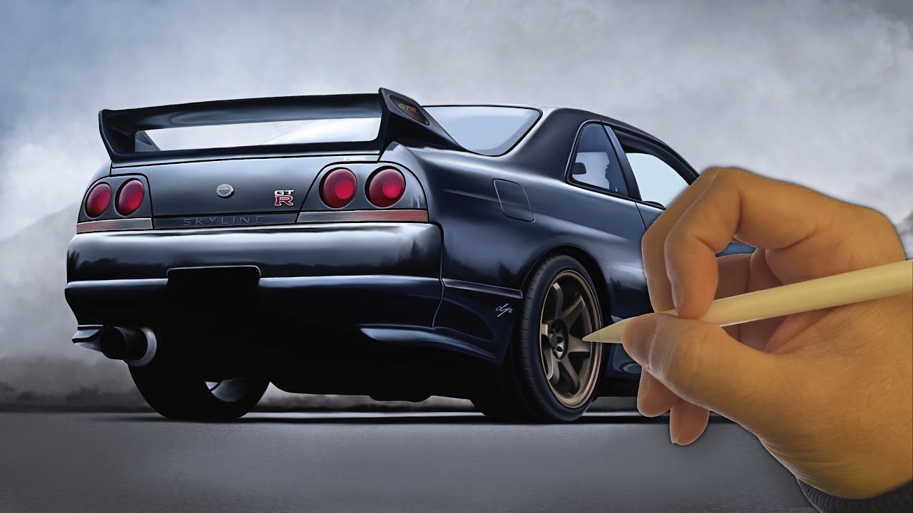 Drawing the BEST SKYLINE?! - NISSAN SKYLINE R33 GTR | drawingpat - YouTube