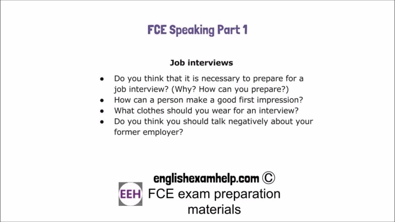 fce exam speaking part 1 b questions - YouTube