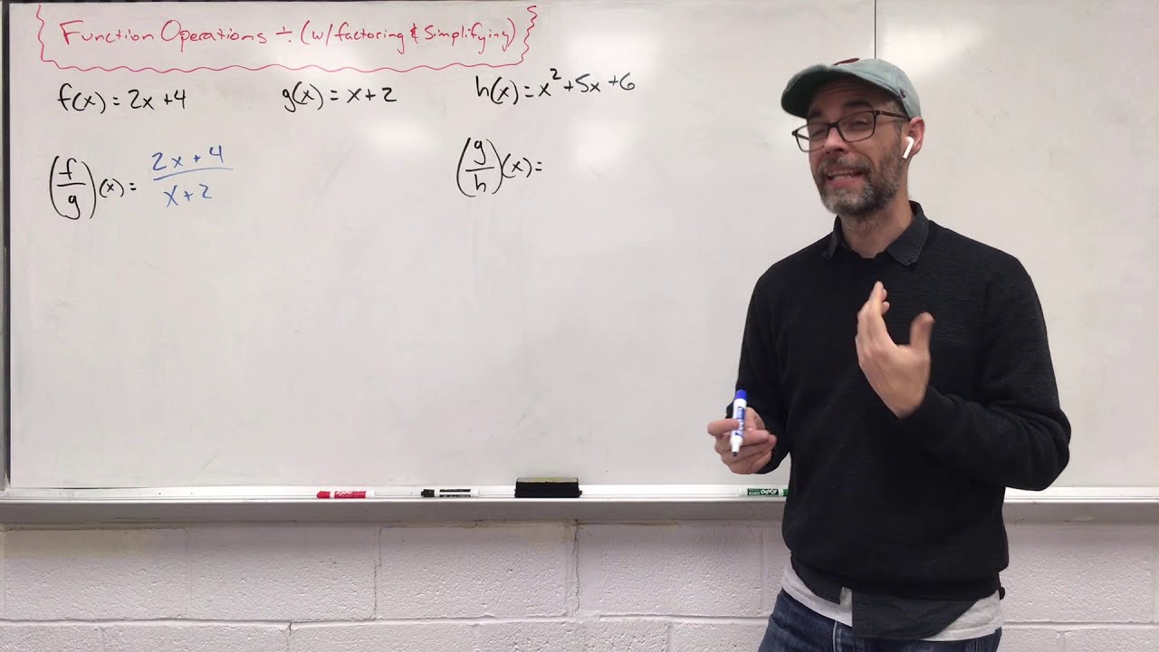 Algebra: Function Operations using Division and Simplify by Factoring ...
