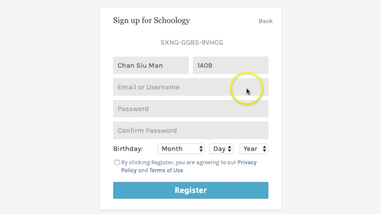 How to create Schoology student account (Bday) - YouTube