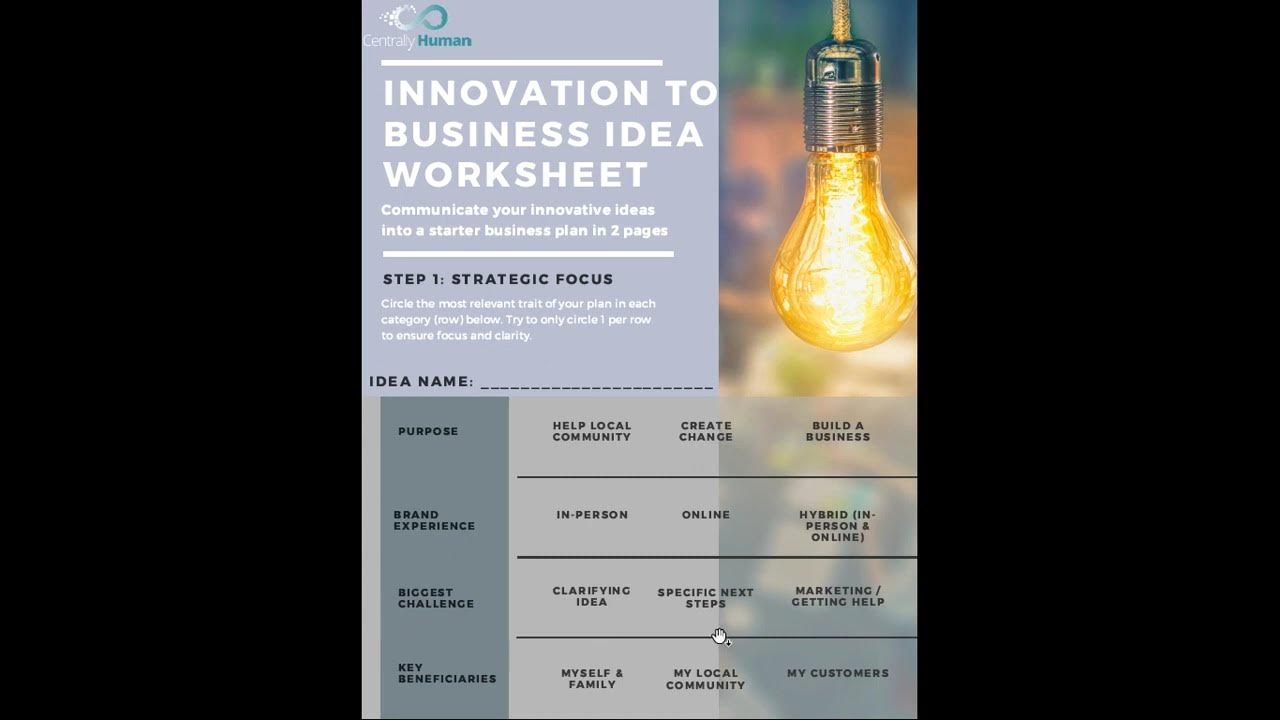 Innovation to Business Idea Worksheet How To Video - YouTube