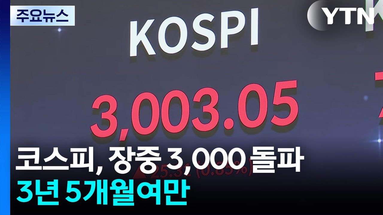 코스피 장중 3,000선 '터치'...3년 5개월여만 / YTN - YouTube