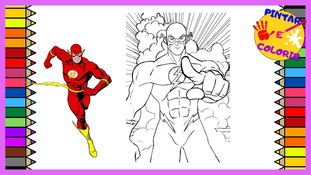 O Flash Correndo Para Colorir Desenho Da Página De Colorir De