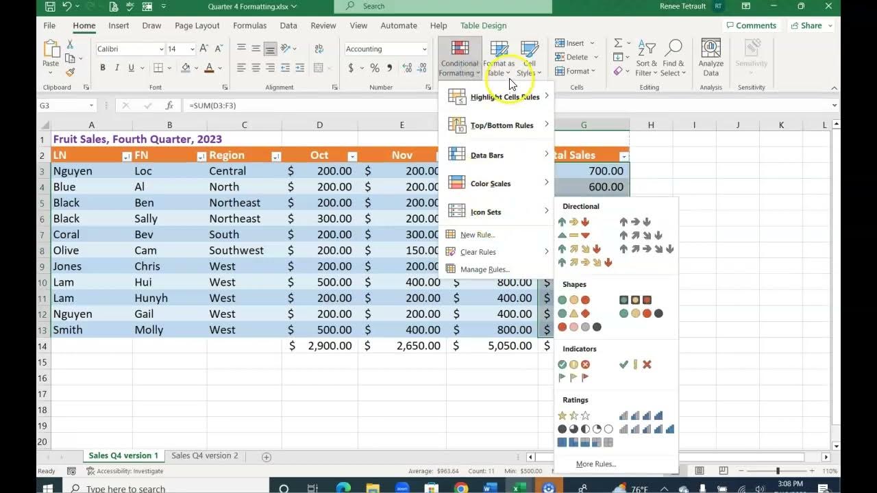 Format Tables - Conditional Formatting - YouTube