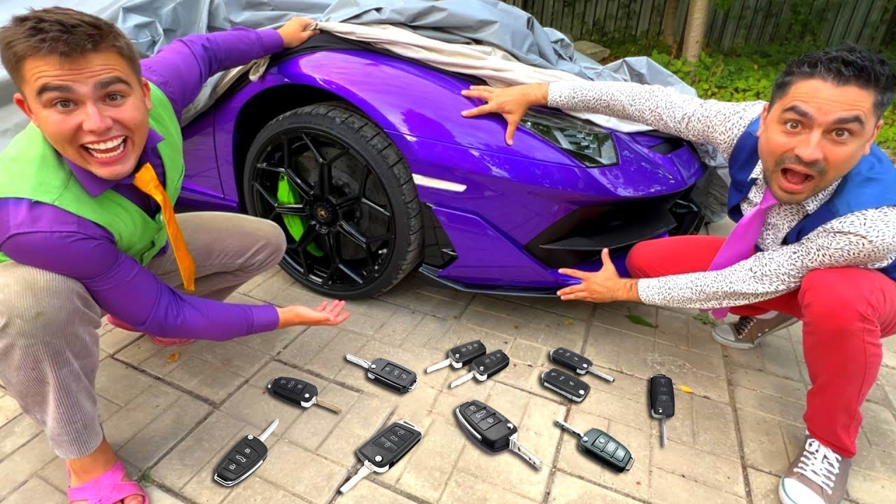 Mr. Joker Hid Car Keys under Wheel VS Mr. Joe in Lamborghini for kids ...