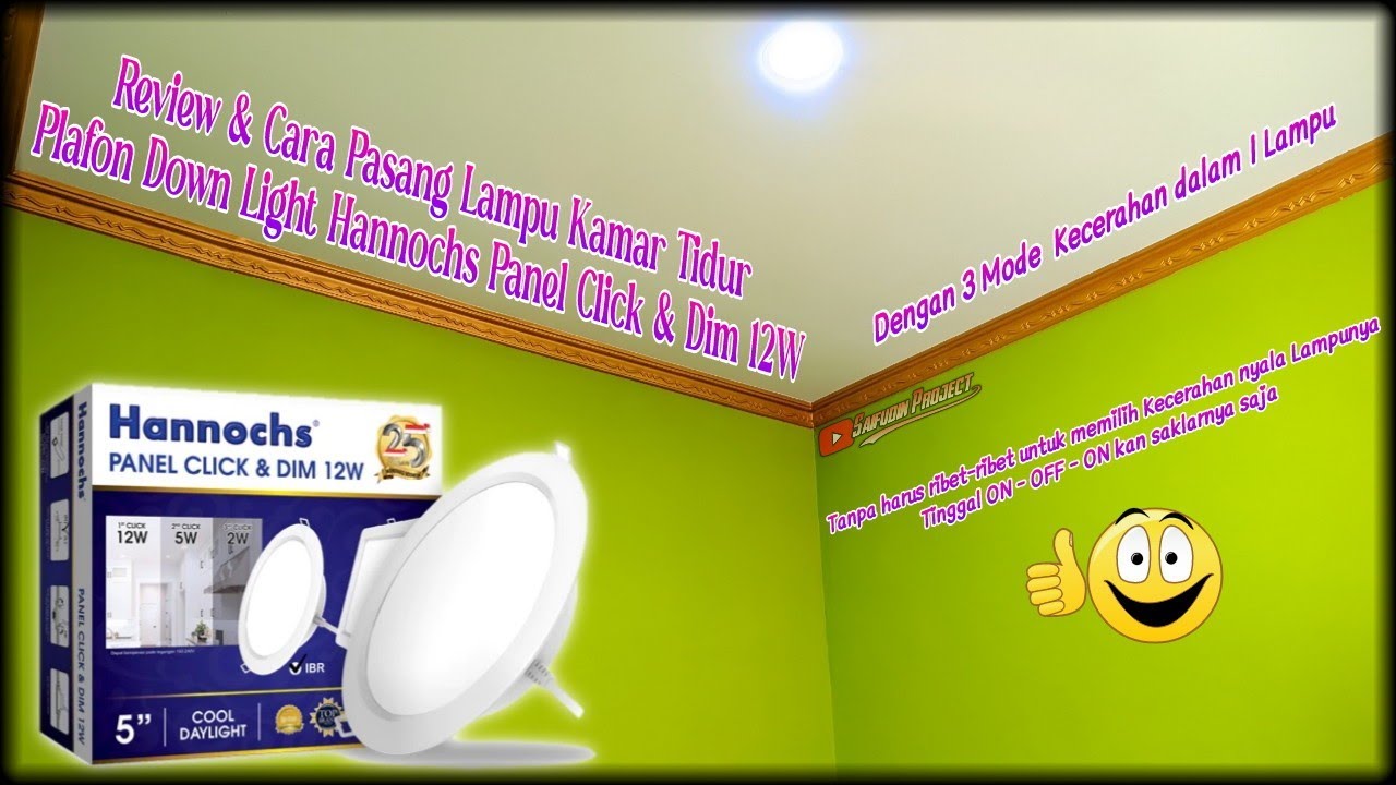 Review & Cara Pasang Lampu Kamar Tidur Hannochs Downlight LED Panel ...