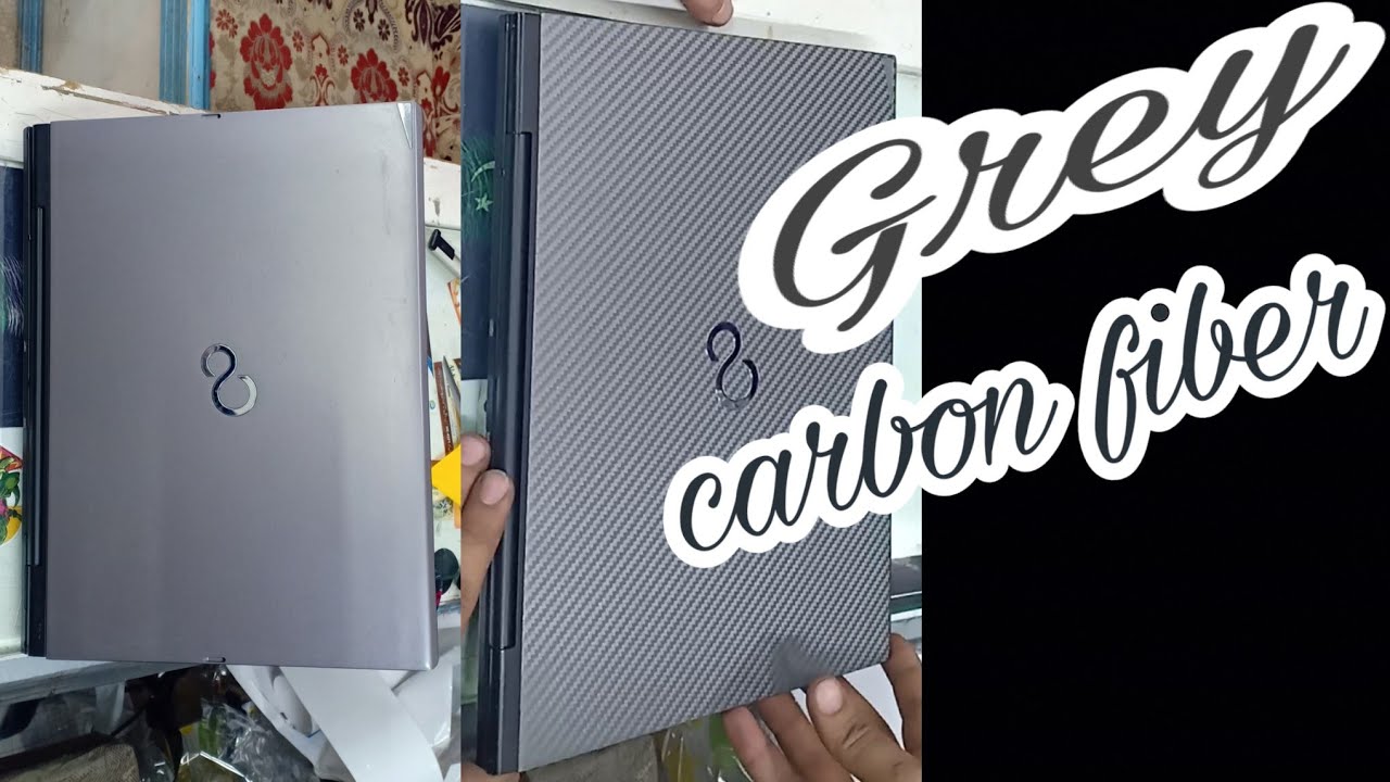 Wrapping laptop with grey carbon fiber [D-TECH] - YouTube