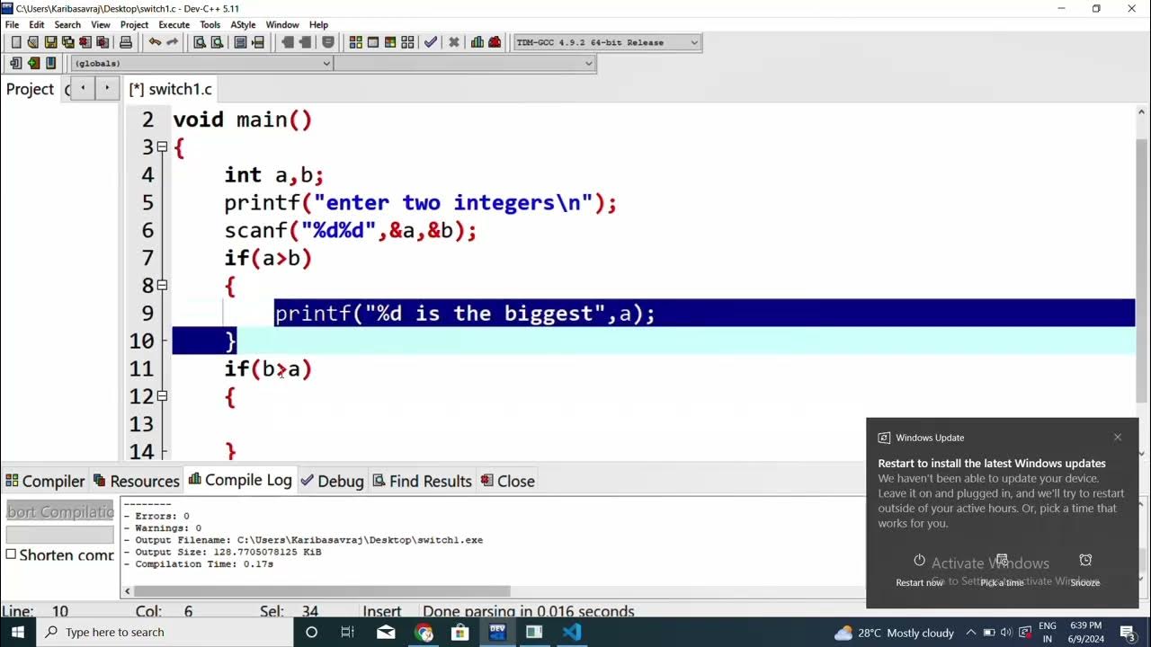 1.C-PROGRAMMING (simple if statements) - YouTube