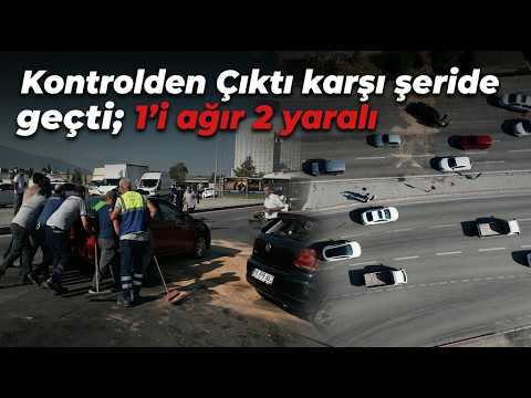 Sürücü virajı alamadı, karşı şeride dalınca 3 araç birbirine girdi