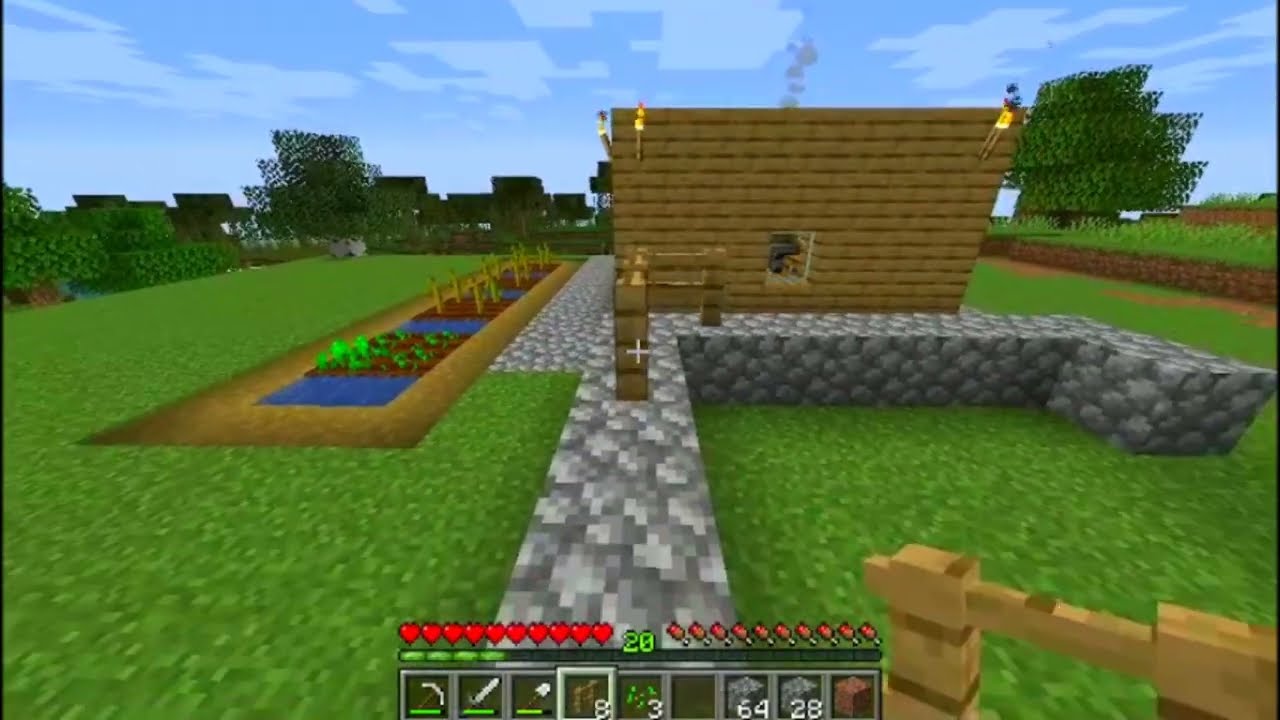 Minecraft, make a shed for animals - YouTube