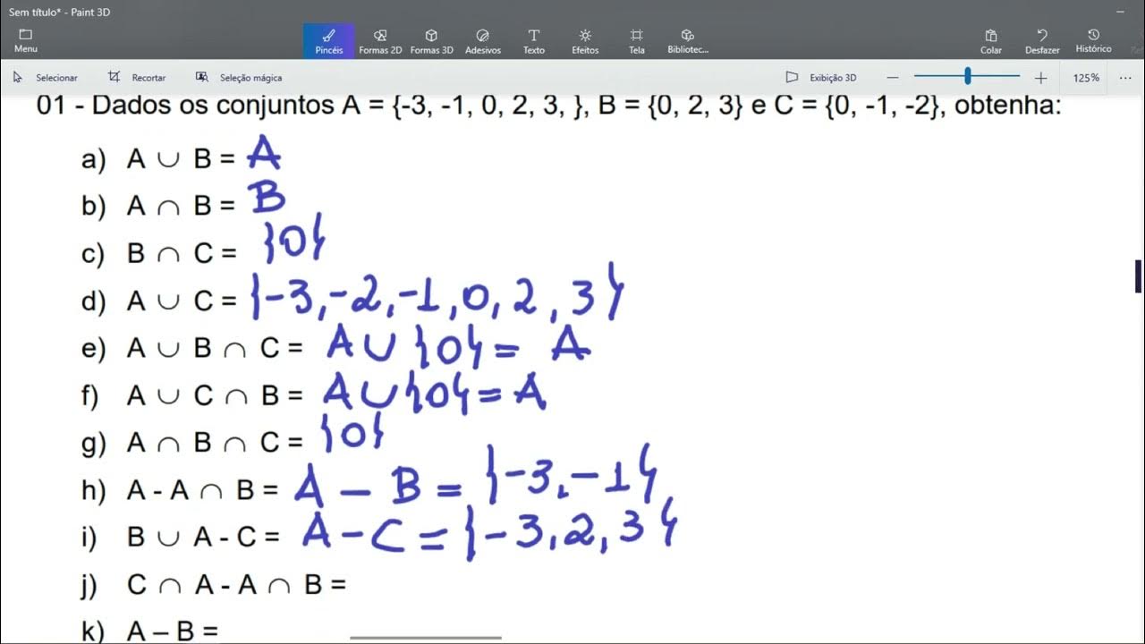 Aula 17 - exercícios envolvendo operações entre conjuntos (parte 1 ...