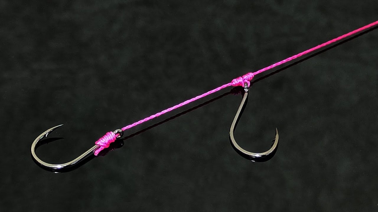 How to Tie Two Hooks for Huge Fish - YouTube