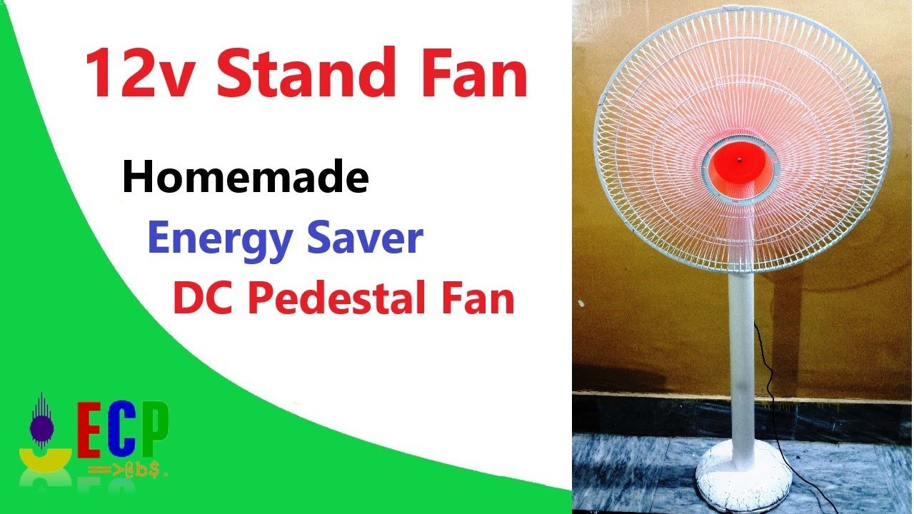 how to make 12v stand fan easy at home - homemade pedestal fan - YouTube
