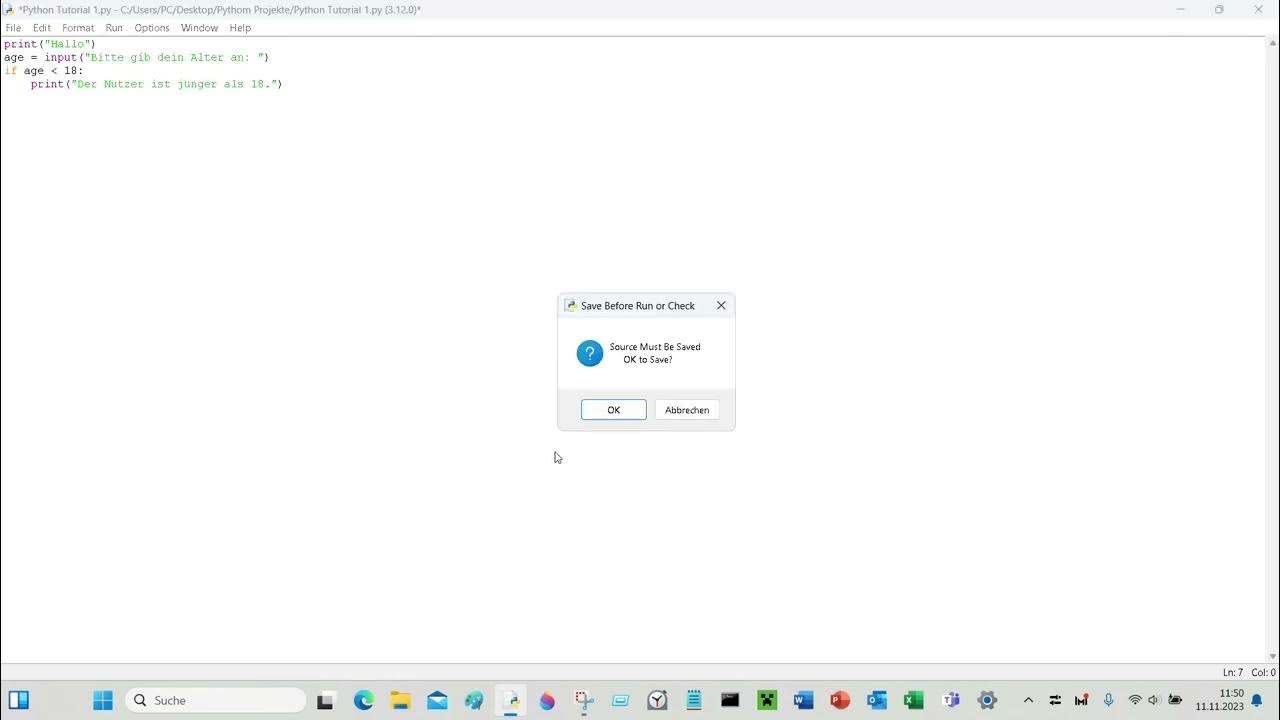 Python IDLE Grundlagen auf Windows 11 Anfänger-Tutorial Deutsch - YouTube