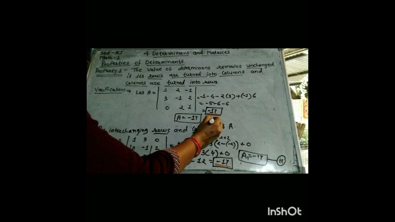 Std11, 4 Determinants and Matrices, properties of Determinants, property 1, Math-1 - YouTube