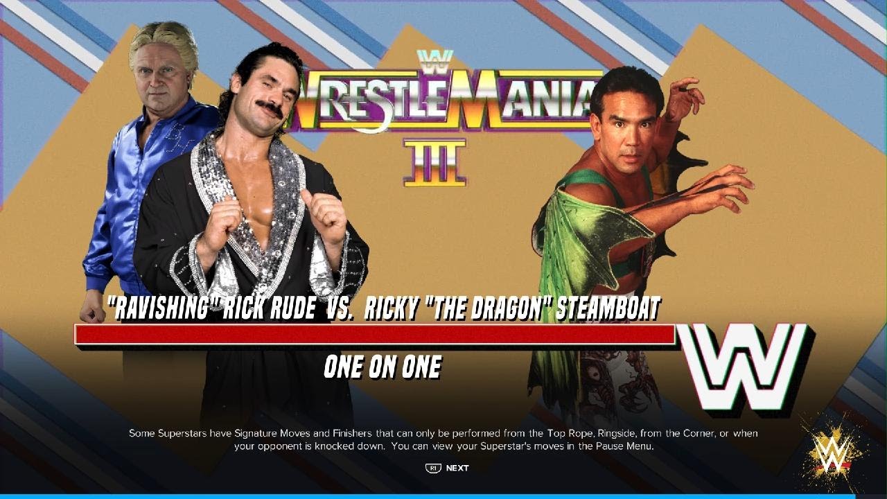 WWE 2K24 "Ravishing" Rick Rude (w/ Bobby "The Brain Heenan) vs Ricky ...