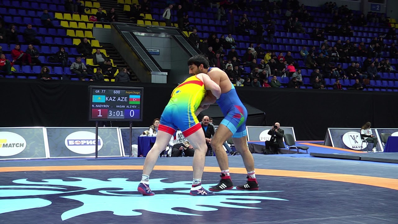 GR 77 kg Repechage KAZ NURZHAN NADYROV AZE HASAN ALIYEV - YouTube