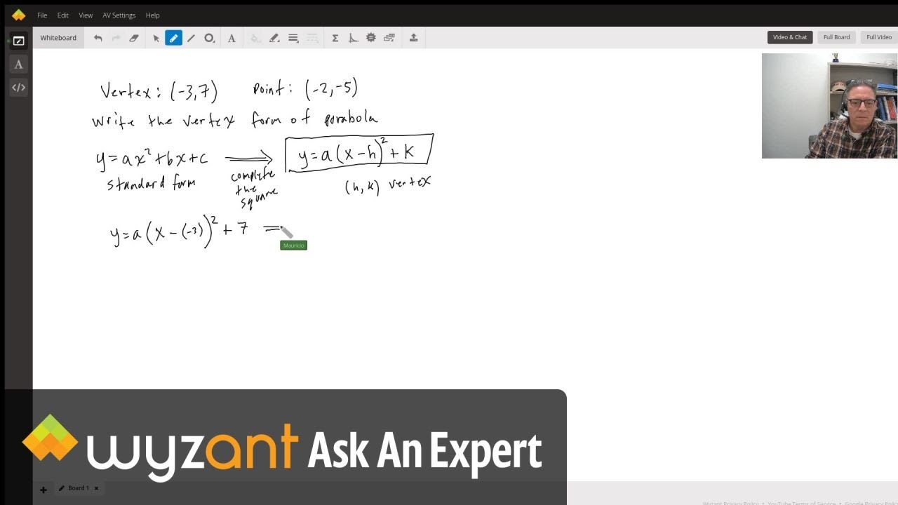 Vertex Form of a Quadratic Equation - YouTube