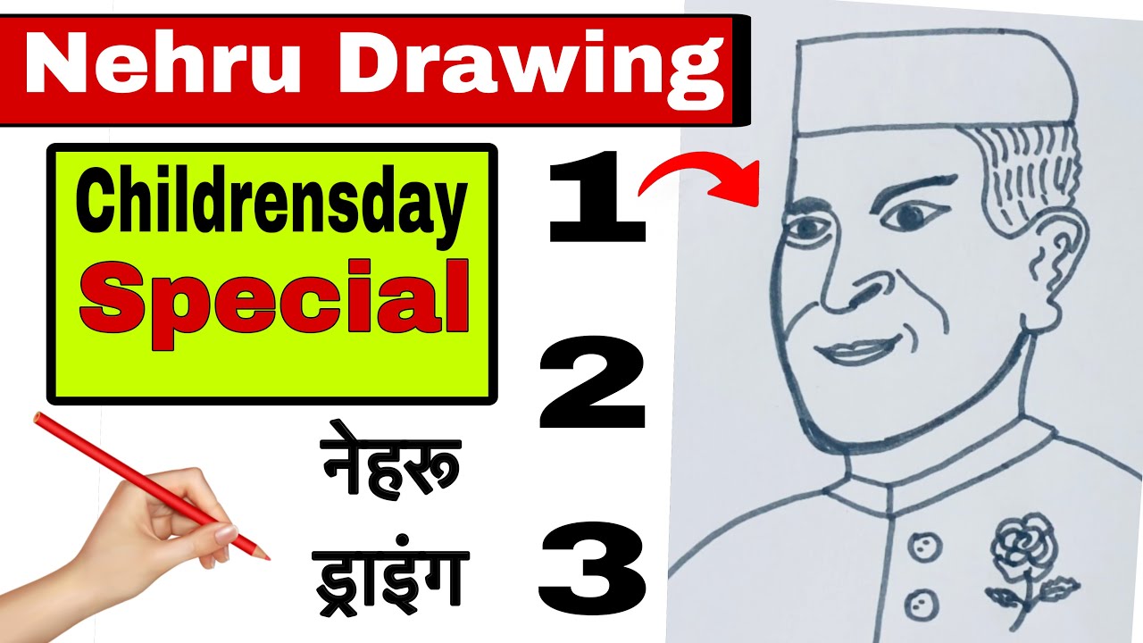 Nehru drawing/Children’s day drawing/123 turns chacha Nehru/letter ...