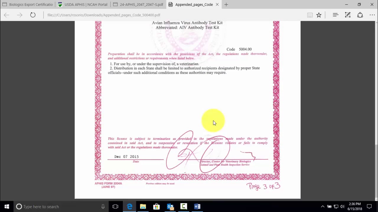 Using the NCAH Portal for Submission of APHIS Forms 2047 or 2047-S ...