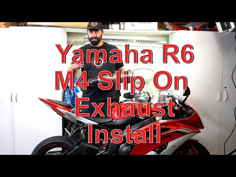 Yamaha R6 - M4 Streetslayer Slip On Exhaust Install - YouTube