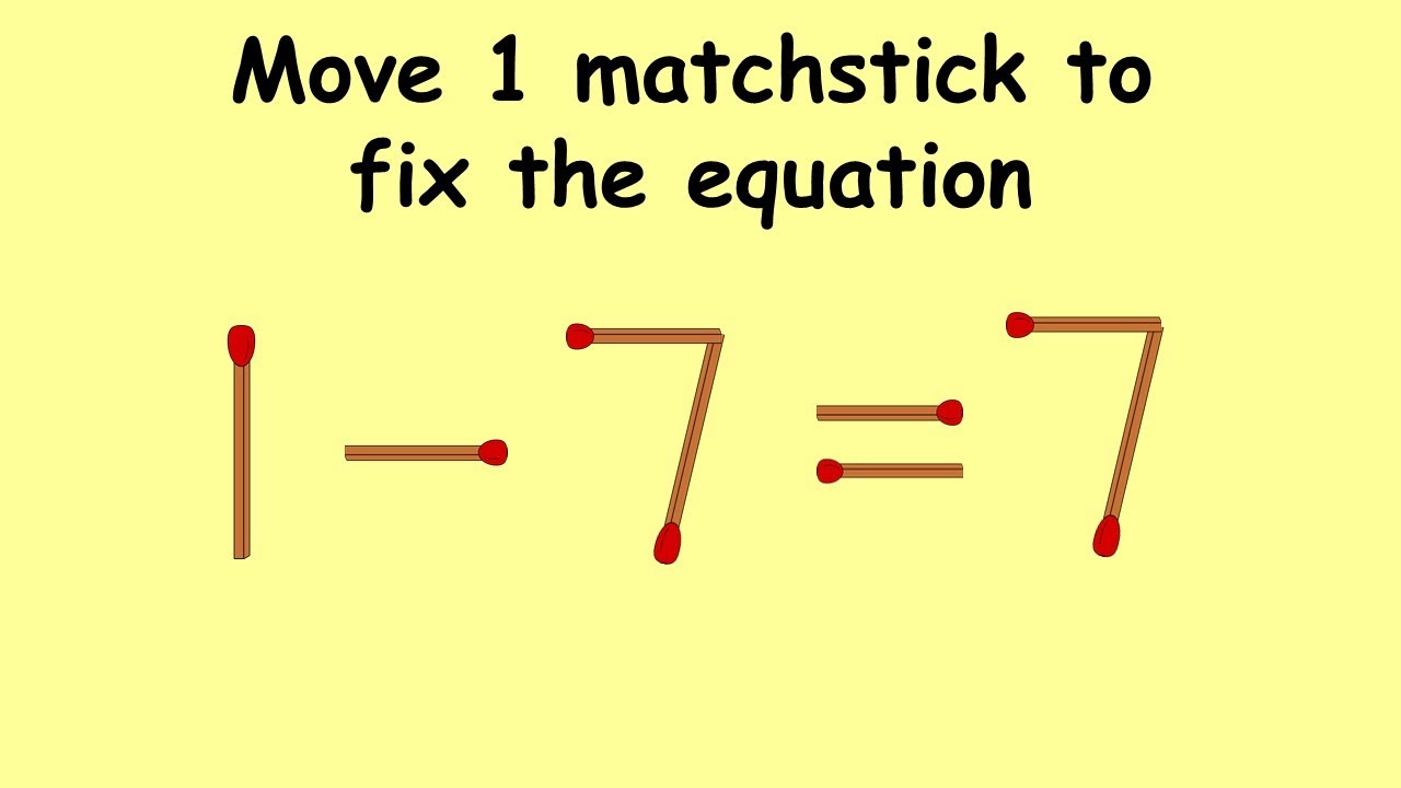Fix 1-7=7 | Match Stick Puzzles #87 | Puzzles with Answer | Move 1 ...