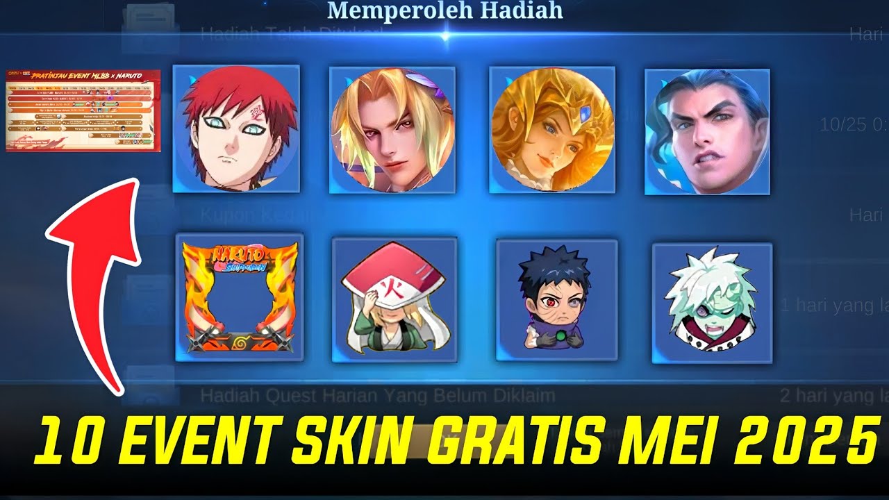 EVENT KALENDER MLBB X NARUTO BULAN MEI 2025 DIJAMIN DAPET 10 SKIN ...