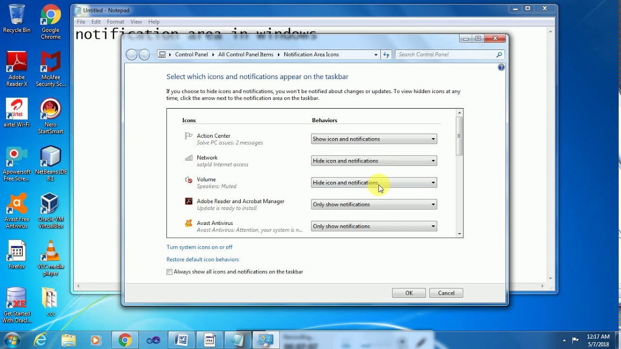 WHAT IS Notification area in windows - YouTube