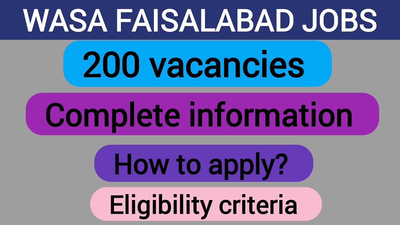 Water and Sanitation Agency in Faisalabad jobs 2022 | WASA Faisalabad ...