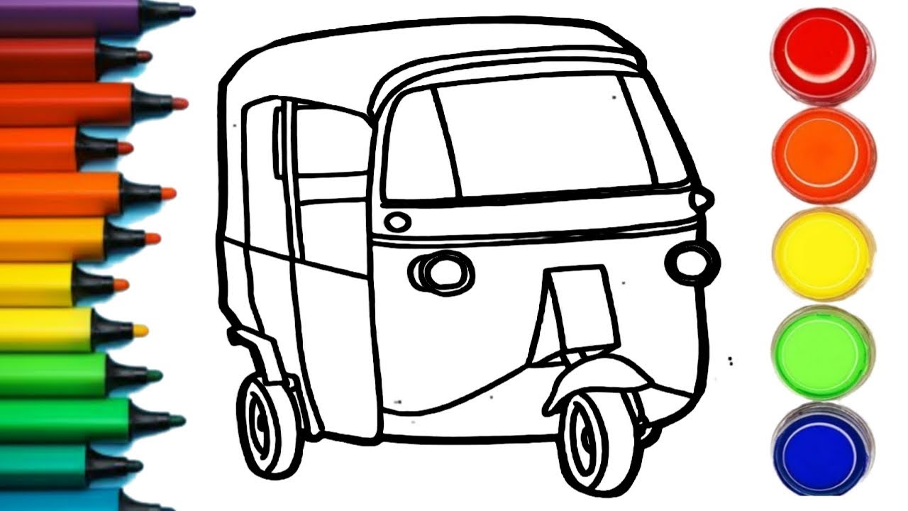 Mewarnai gambar bajaj || how to colour || how to make - YouTube